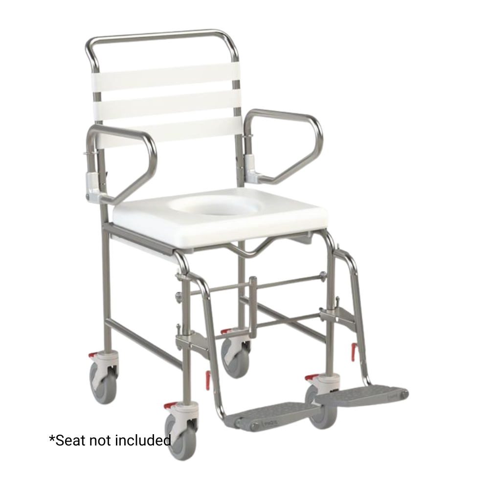 KCare Transit Folding Mobile Shower Commode with Swingaway Footrest - Medimart
